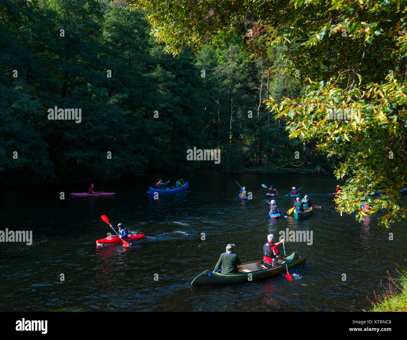 Kayaking, Rur River, North Eifel Territory, Eifel Region, Germany ...