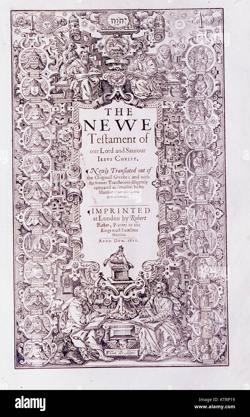 New Testament Title Page from the 1611 AV. Courtesy of the Reed ...