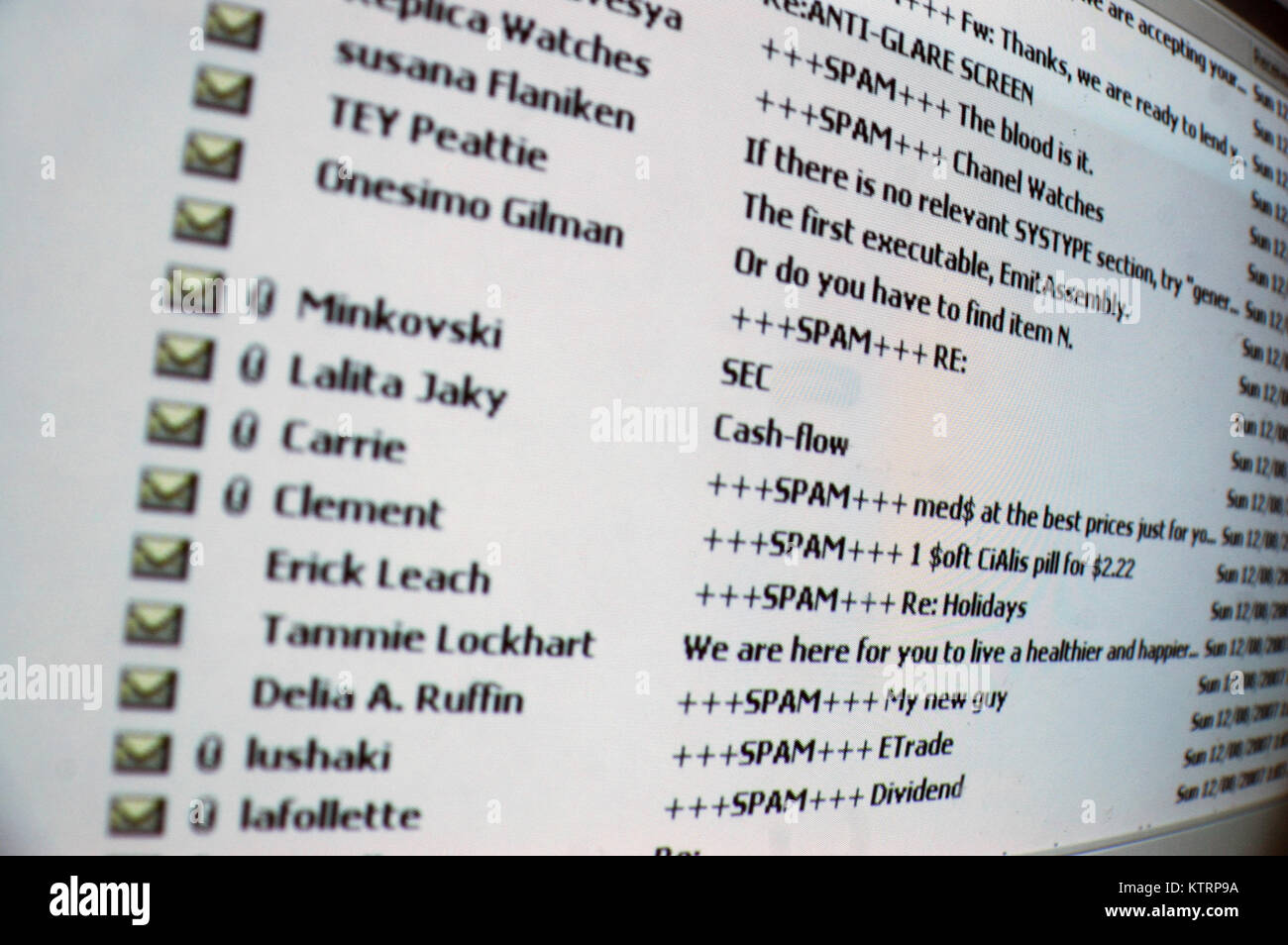 spam emails on computer screen Stock Photo - Alamy