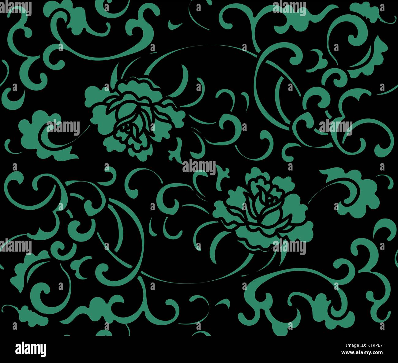 Seamless Chinese Background Garden Spiral Vine Flower Stock Vector ...