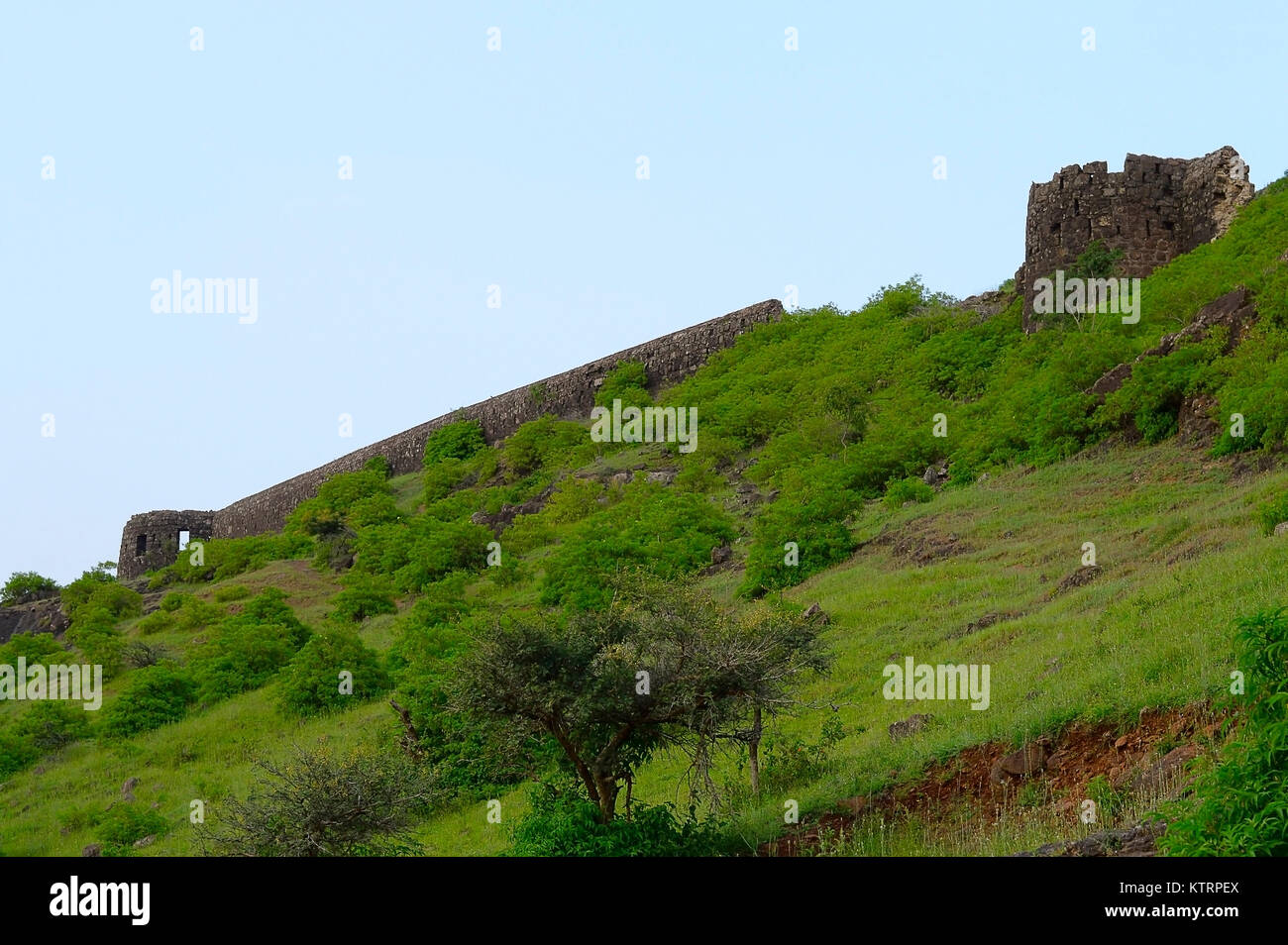 Bastion and wall of Malhargad fort, Sonori fort, Pune, Maharashtra ...