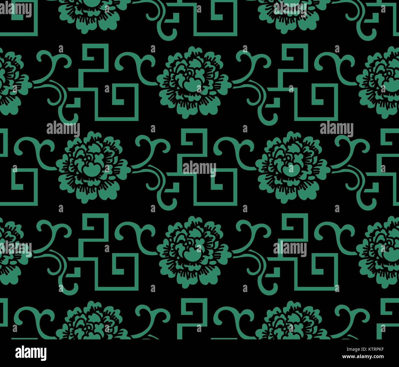 Seamless Chinese Background Spiral Geometry Vine Flower Stock Vector ...