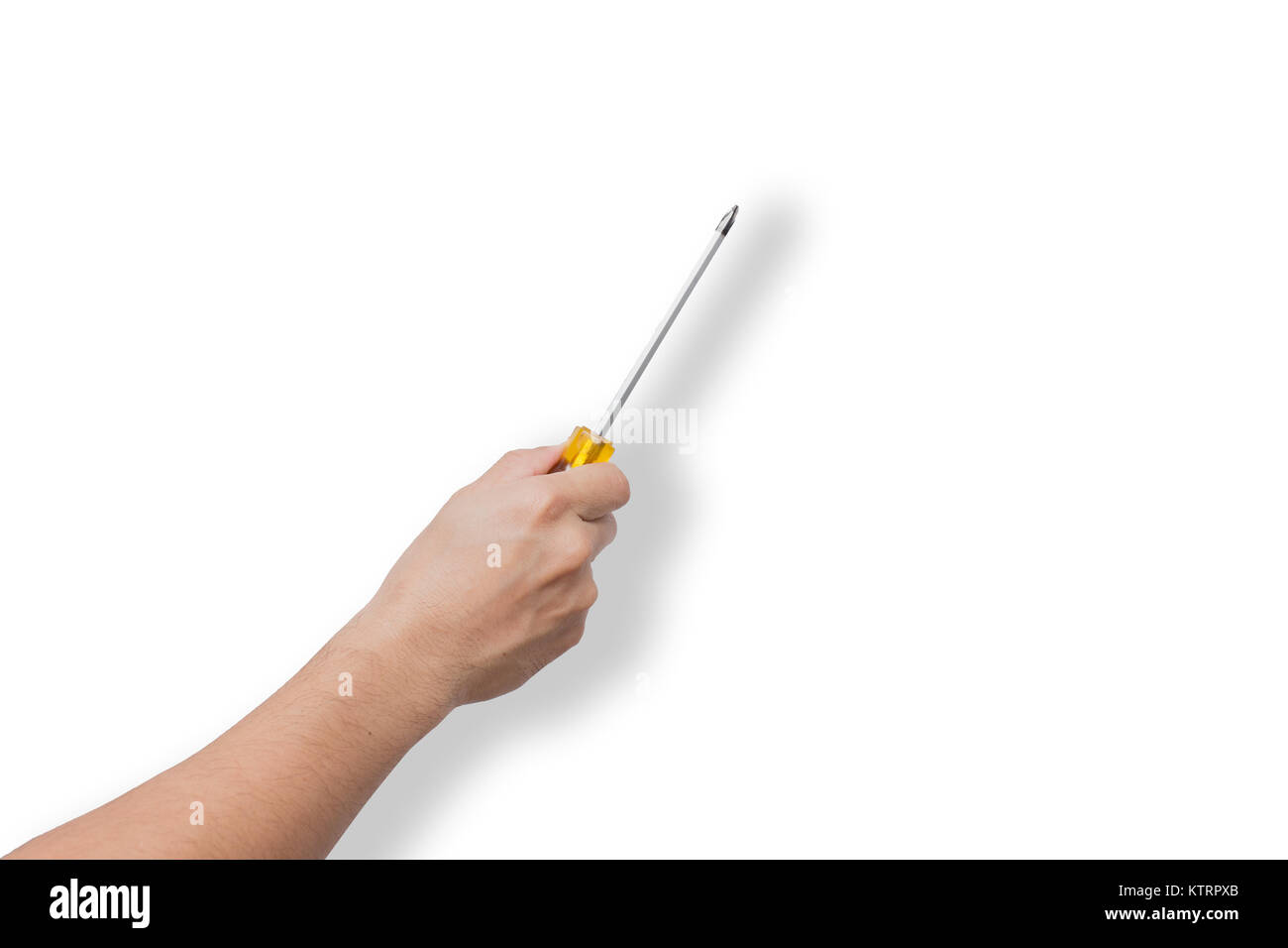 Hand hold screwdriver isolated on white with clipping path Stock Photo ...