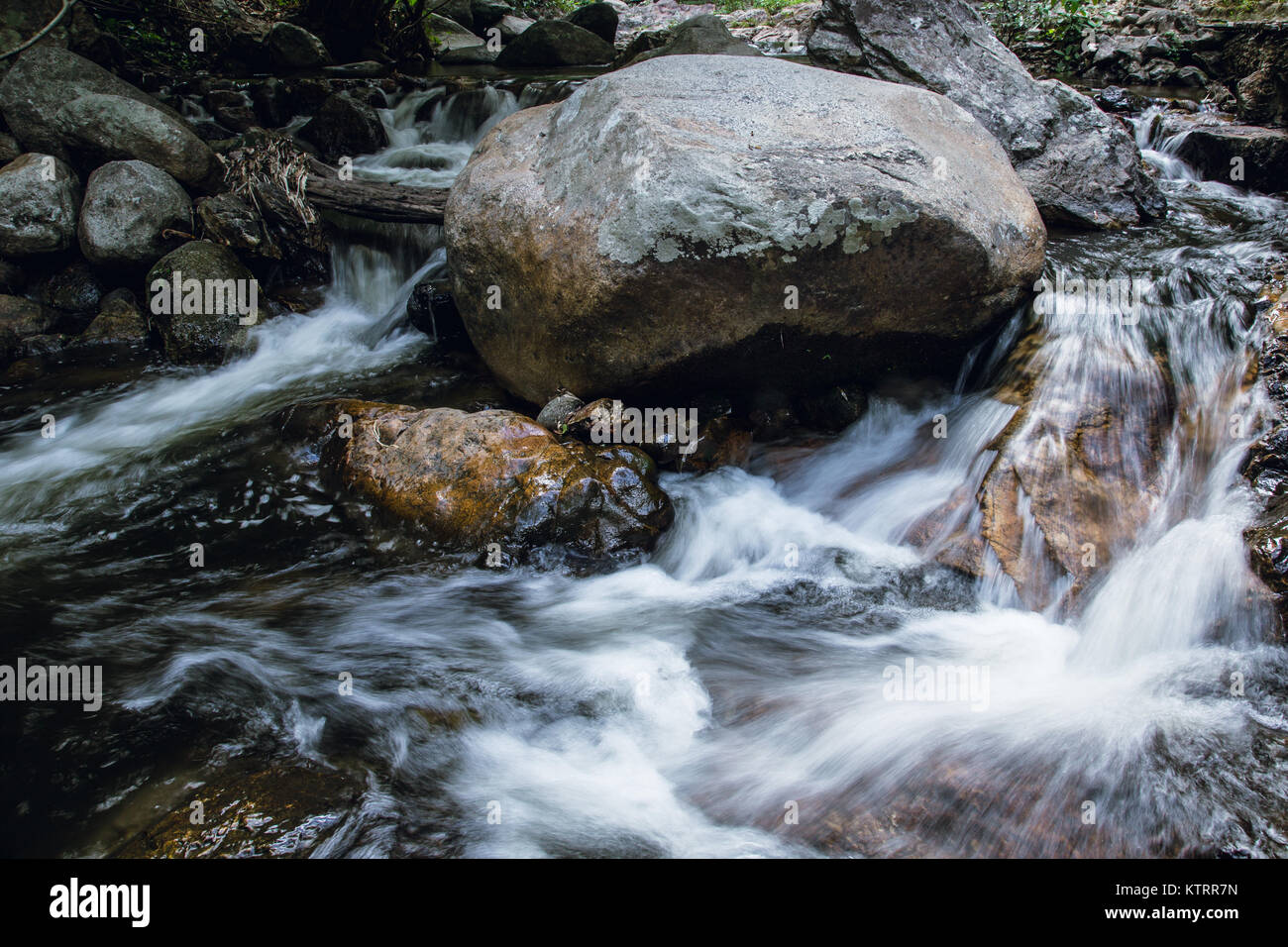 Waterfall mountain nature in the forest with rock Stock Photo - Alamy
