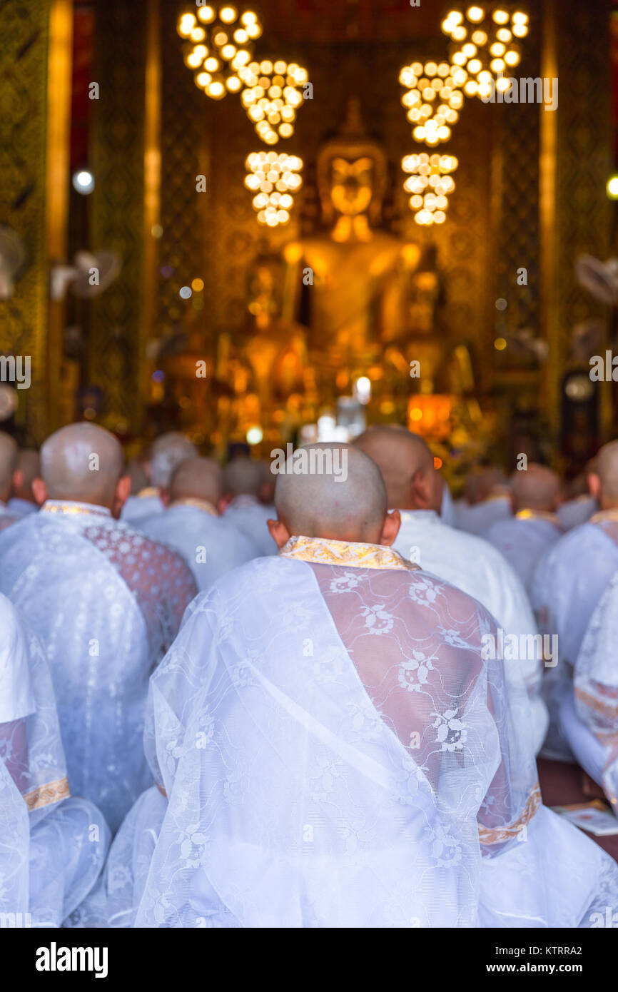 Group Ordain Monk or Buddhist Priest Ordination Ceremony in Thailand ...