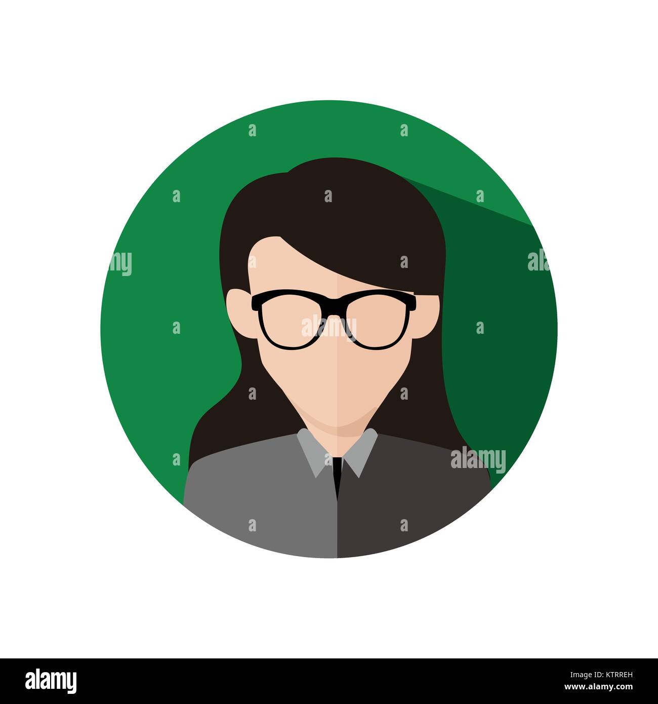 Long Hair Young Smart Man Circular Icon Vector Illustration Graphic ...