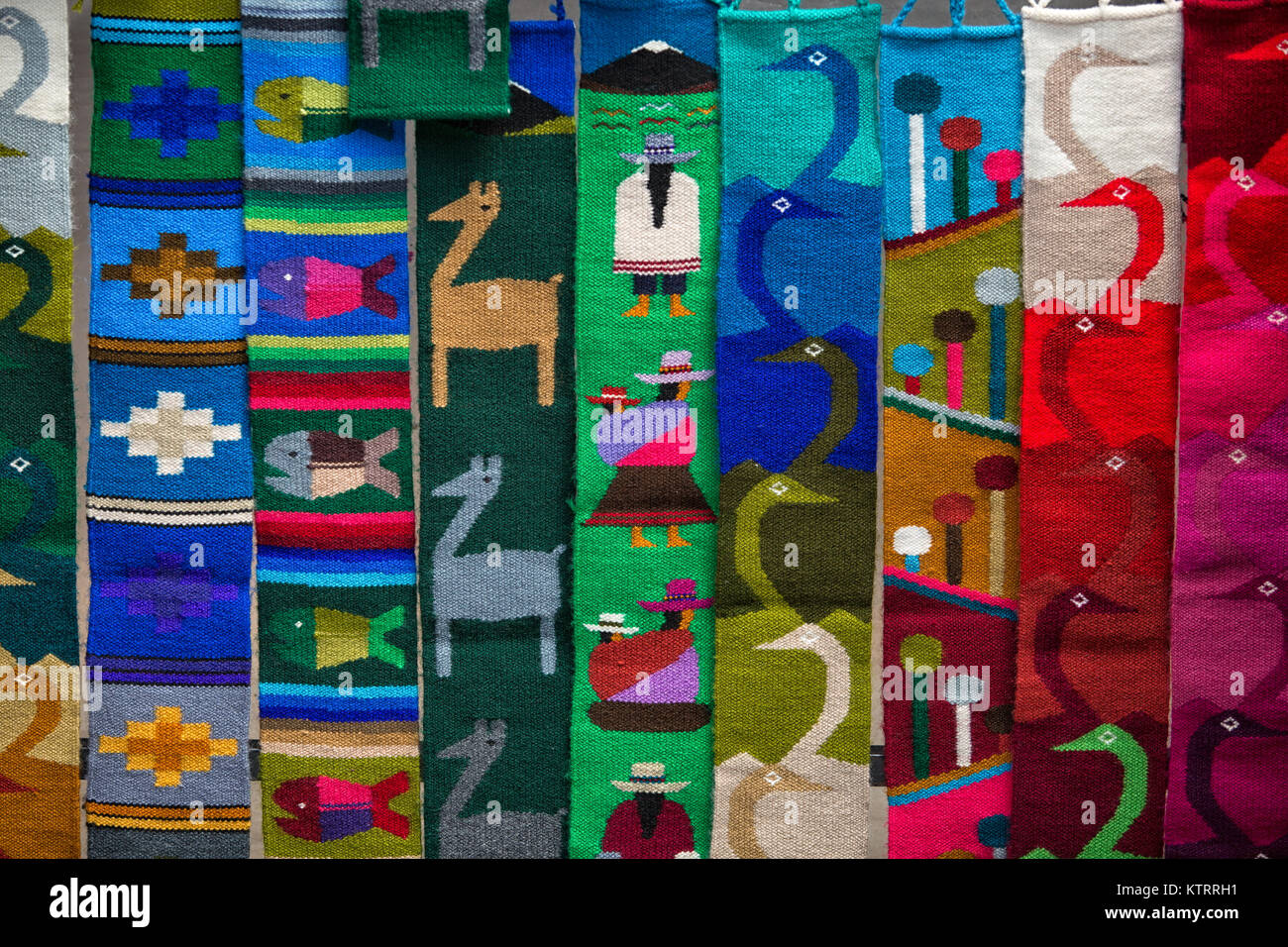 Otavalo, Ecuador - December 16, 2017: colorful indigenous artisan ...