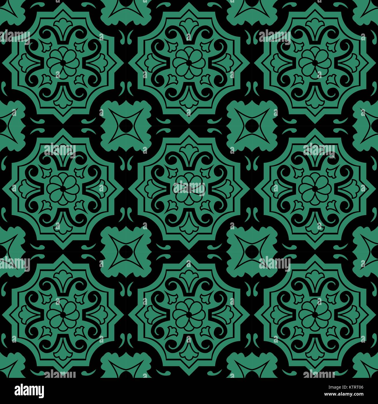 Antique seamless green background round polygon flower line Stock ...
