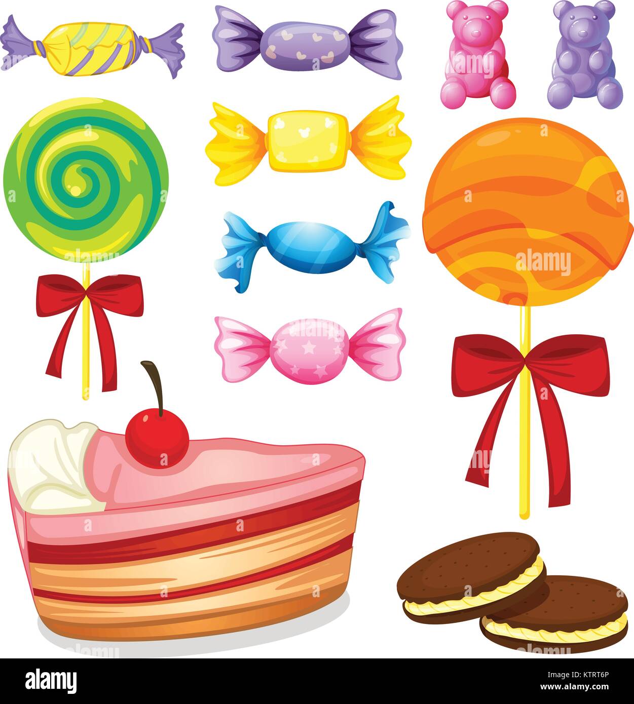 illustration of various sweets on a white background Stock Vector Image ...