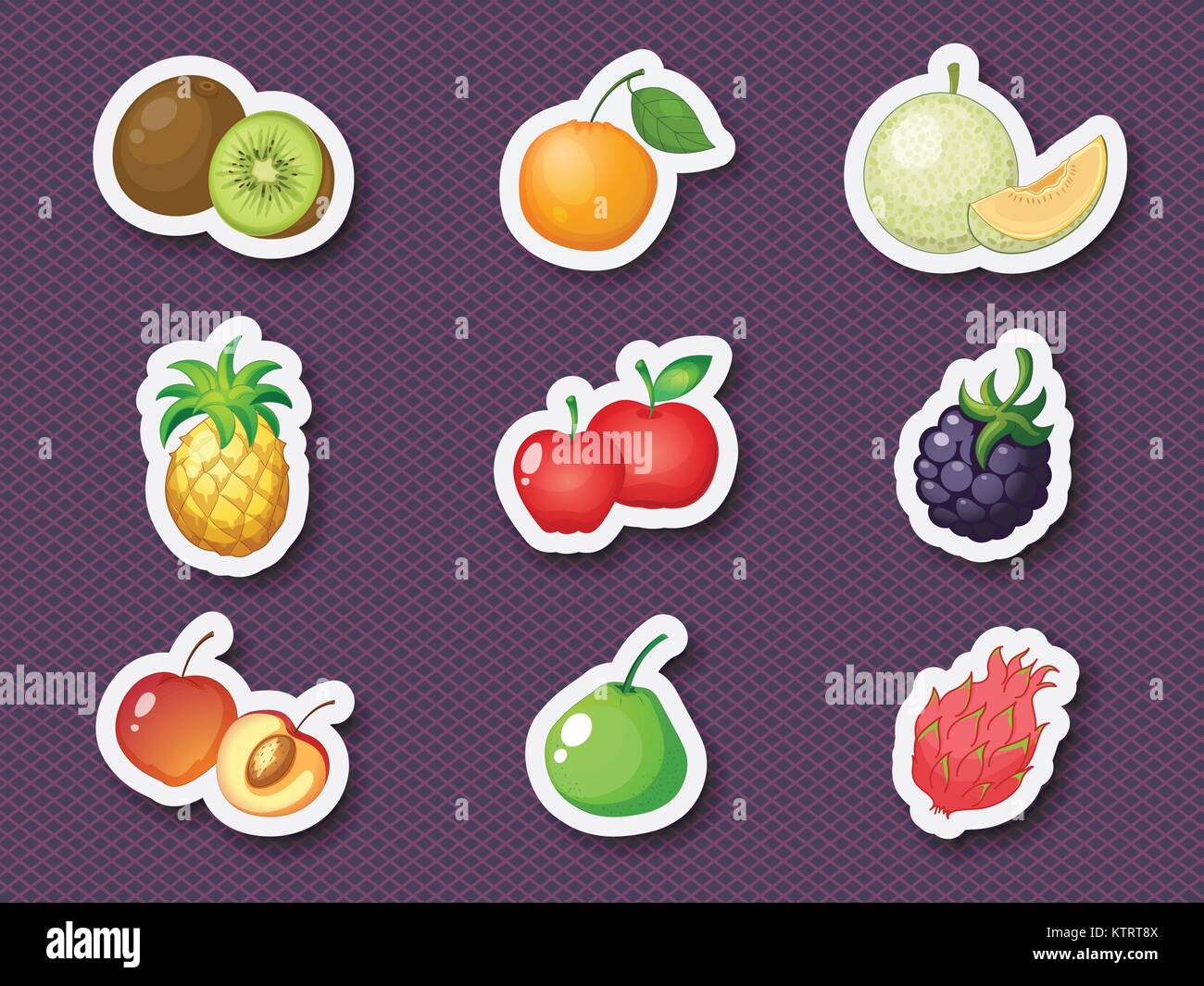 Illustration of mixed fruits in sticker style Stock Vector Image & Art ...