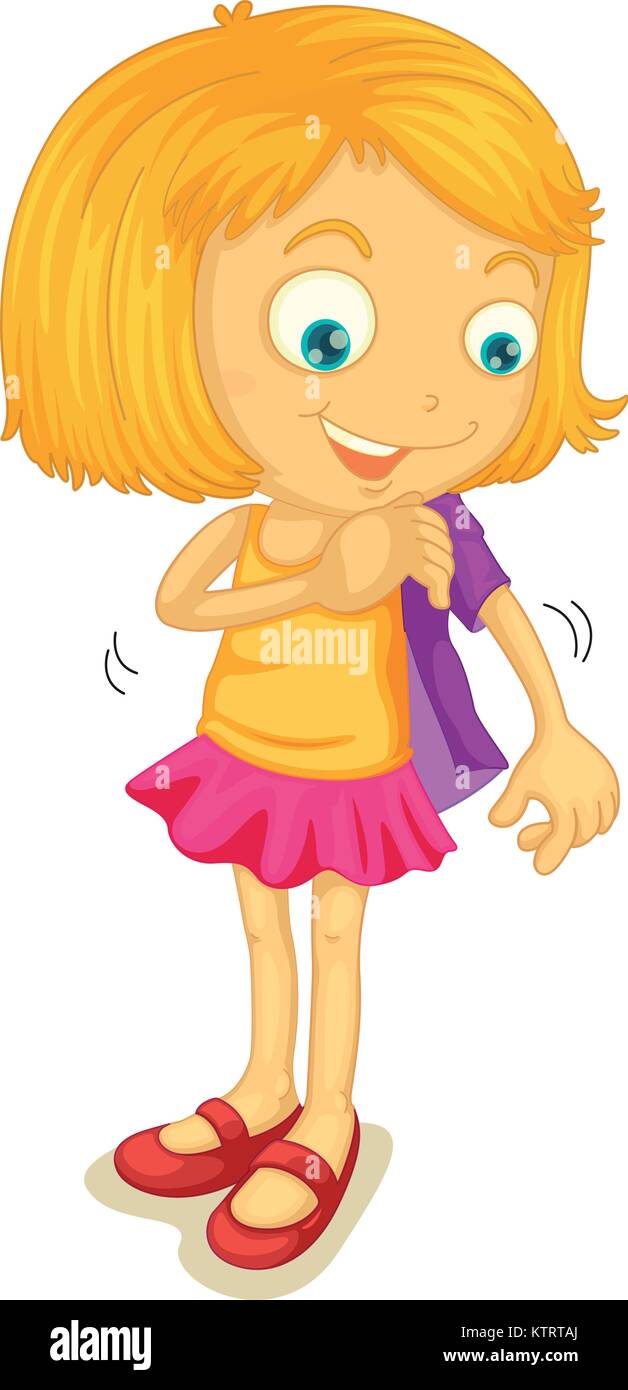 illustration of a girl wearing jacket on a white background Stock ...