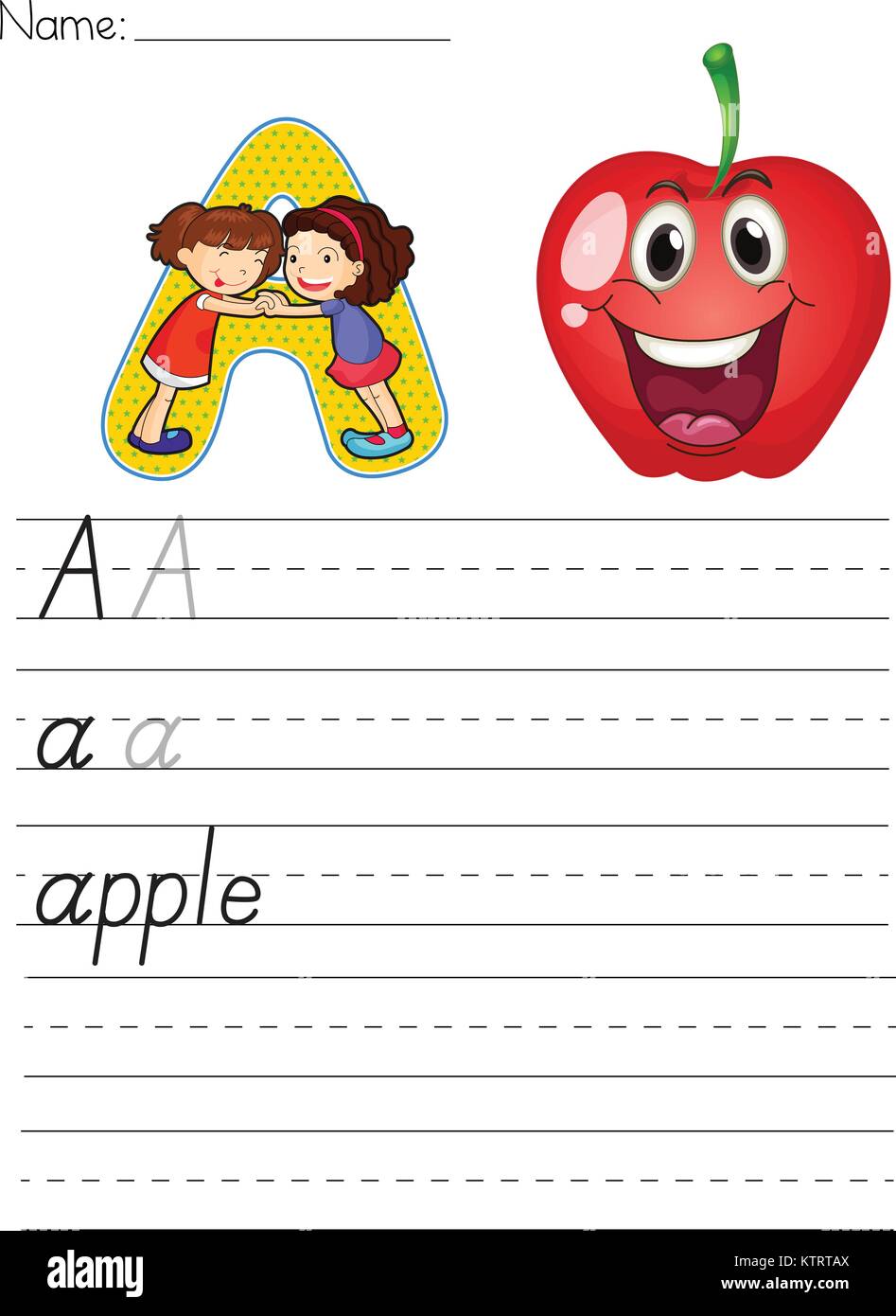 Alphabet worksheet of the letter A Stock Vector Image & Art - Alamy
