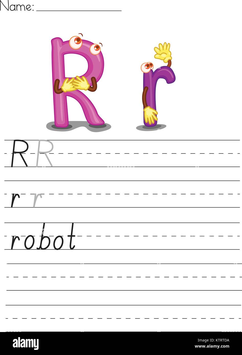 Illustrated alphabet worksheet of the letter r Stock Vector Image & Art ...