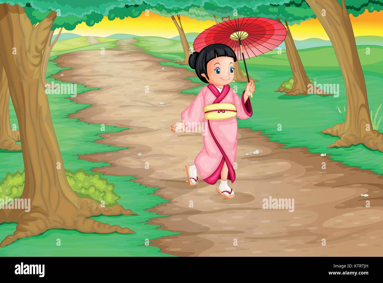 Nature walking path trees Stock Vector Images - Alamy