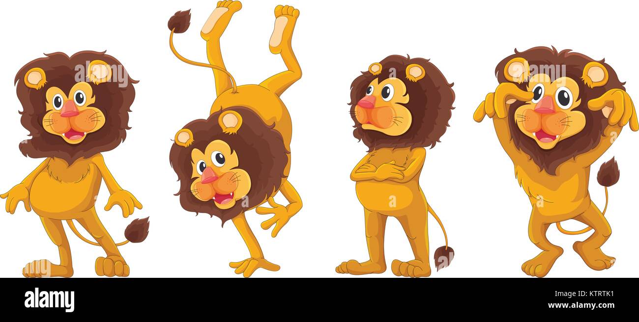 Illustration of a set of comical lions Stock Vector Image & Art - Alamy