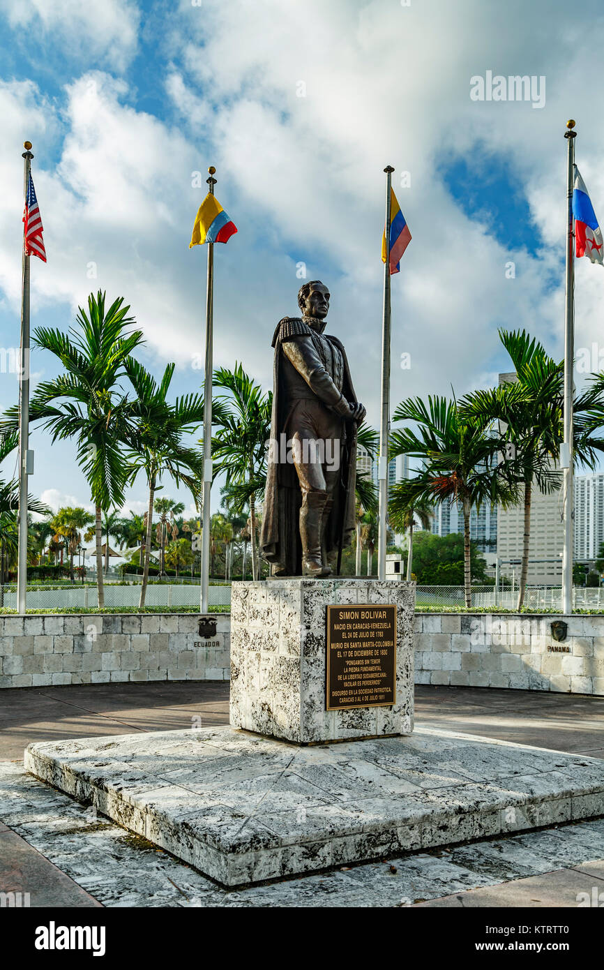 Statue of Simon Bolivar, Miami, Florida USA Stock Photo - Alamy