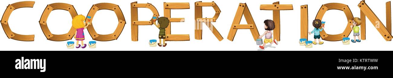 illustration of english word cooperation on a white background Stock ...