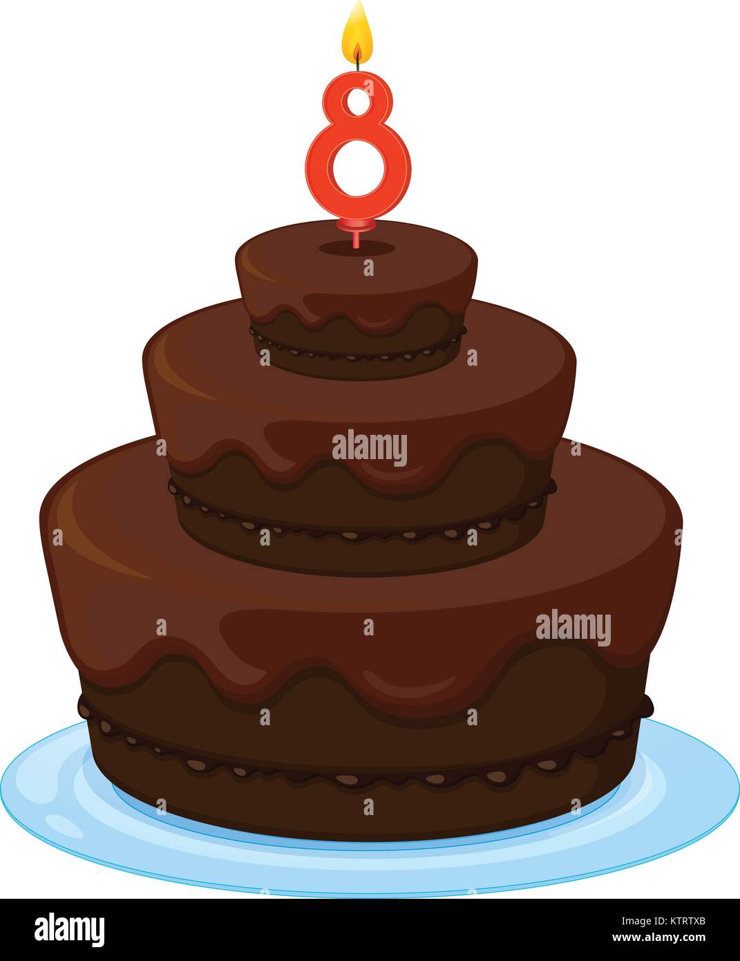 illustration of a brown birthday cake on a white background Stock ...