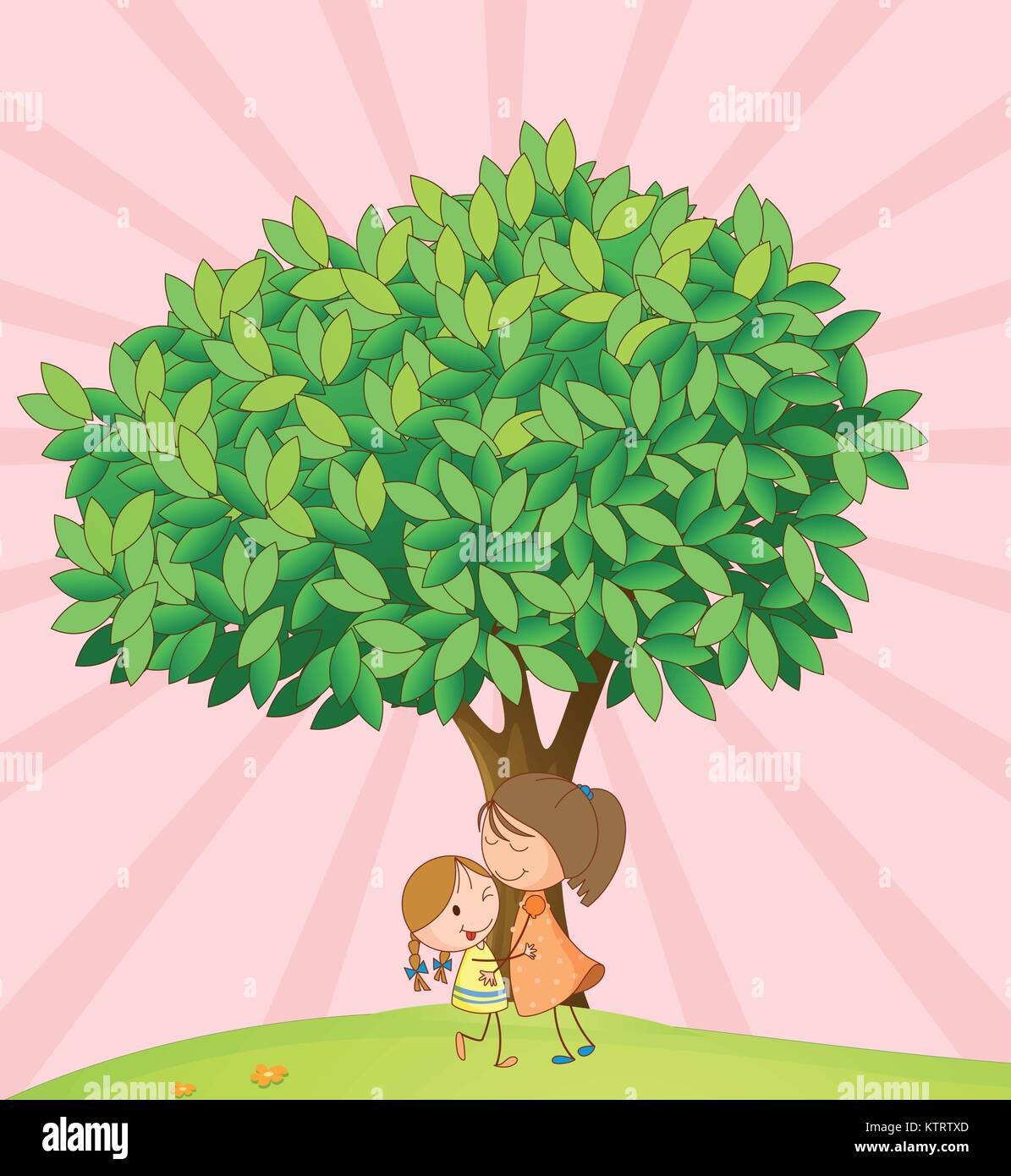 illustration of kids playing under tree in a nature Stock Vector Image ...