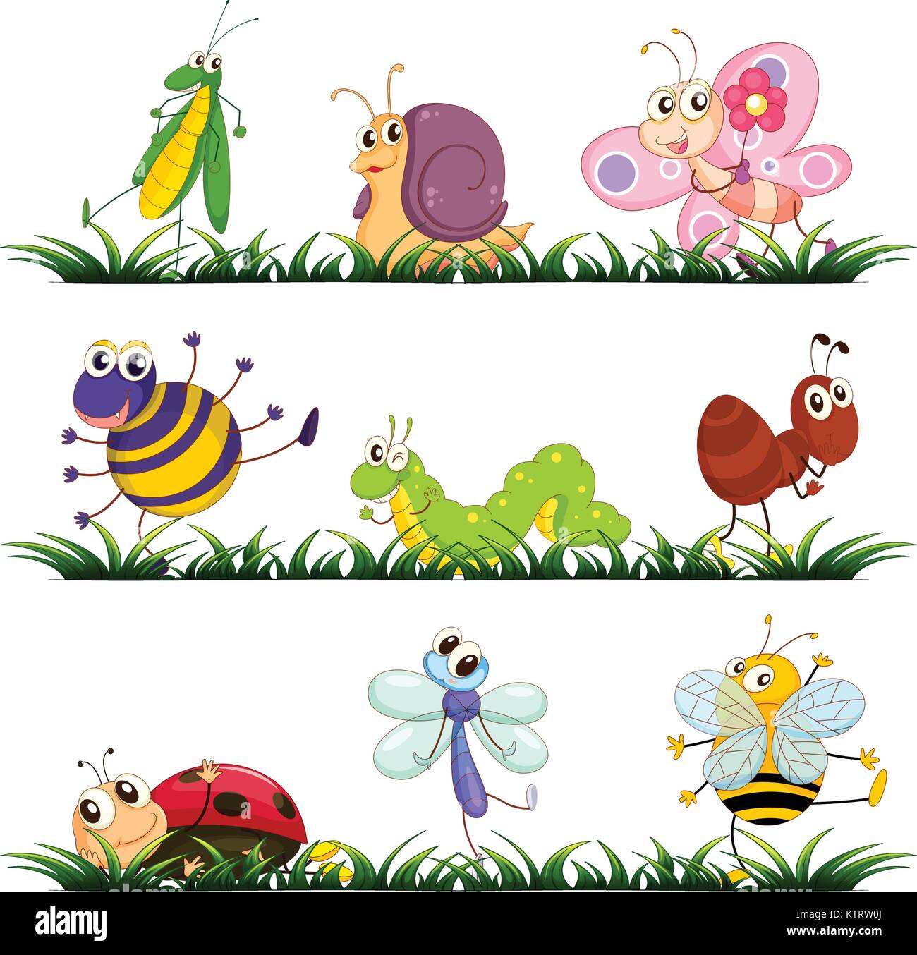Illustration of mixed bugs on grass Stock Vector Image & Art - Alamy