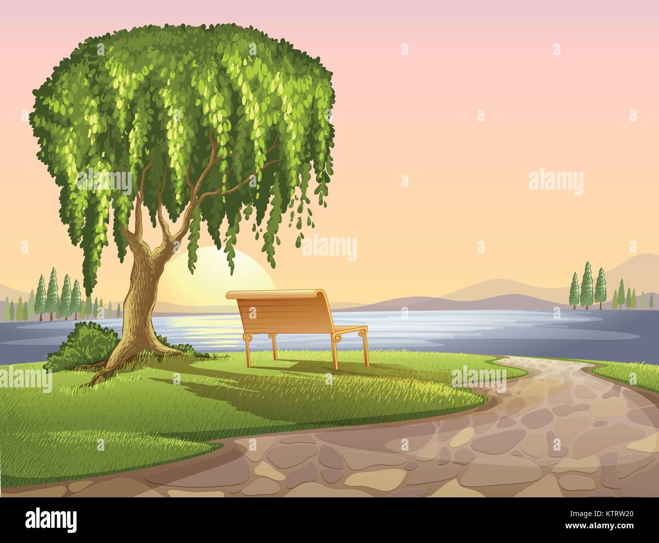 Illustration of a park scene Stock Vector Image & Art - Alamy