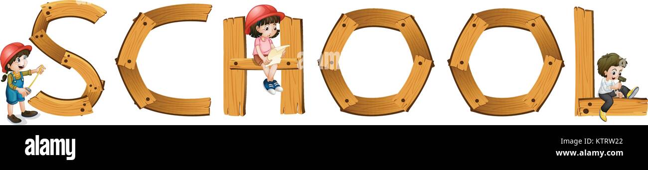 illustration of english word school on a white background Stock Vector ...