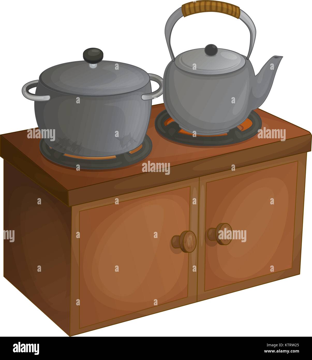 Pot on fire kettle cooking Stock Vector Images - Alamy