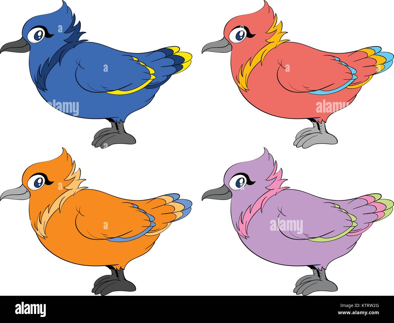 Four birds in different colours Stock Vector Image & Art - Alamy