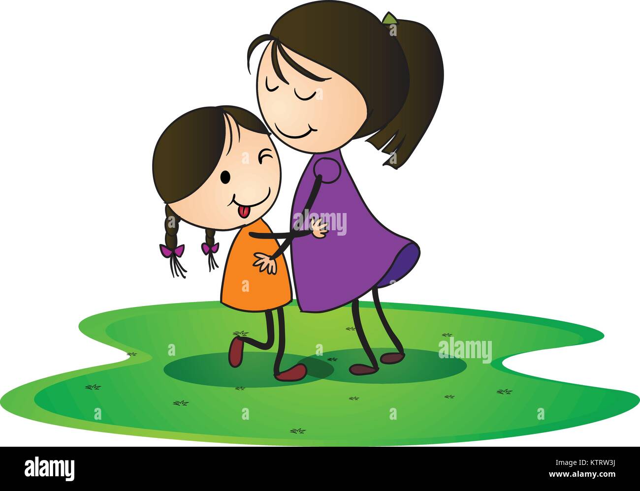 illustration of a girls hugging each other Stock Vector Image & Art - Alamy
