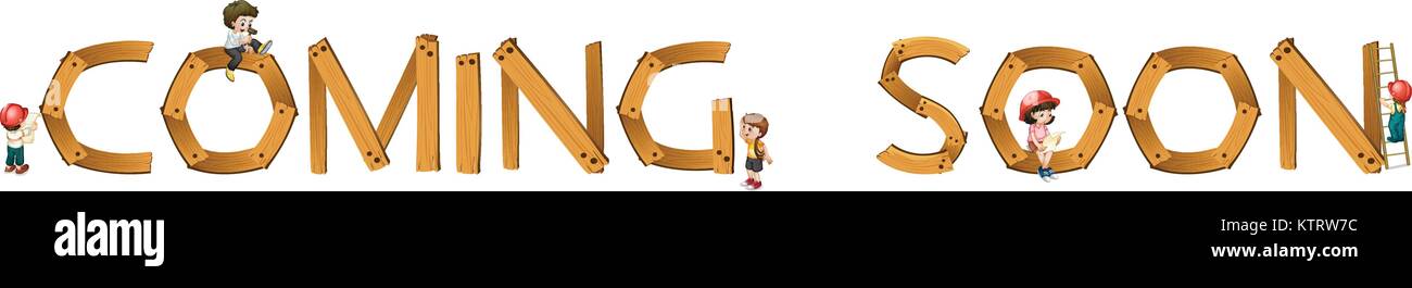 illustration of english word coming soon on a white background Stock ...