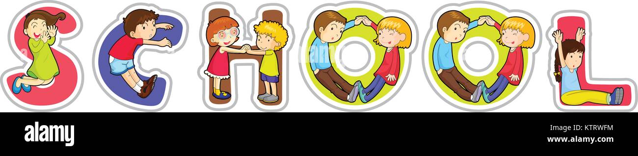 illustration of english word school on a white background Stock Vector ...