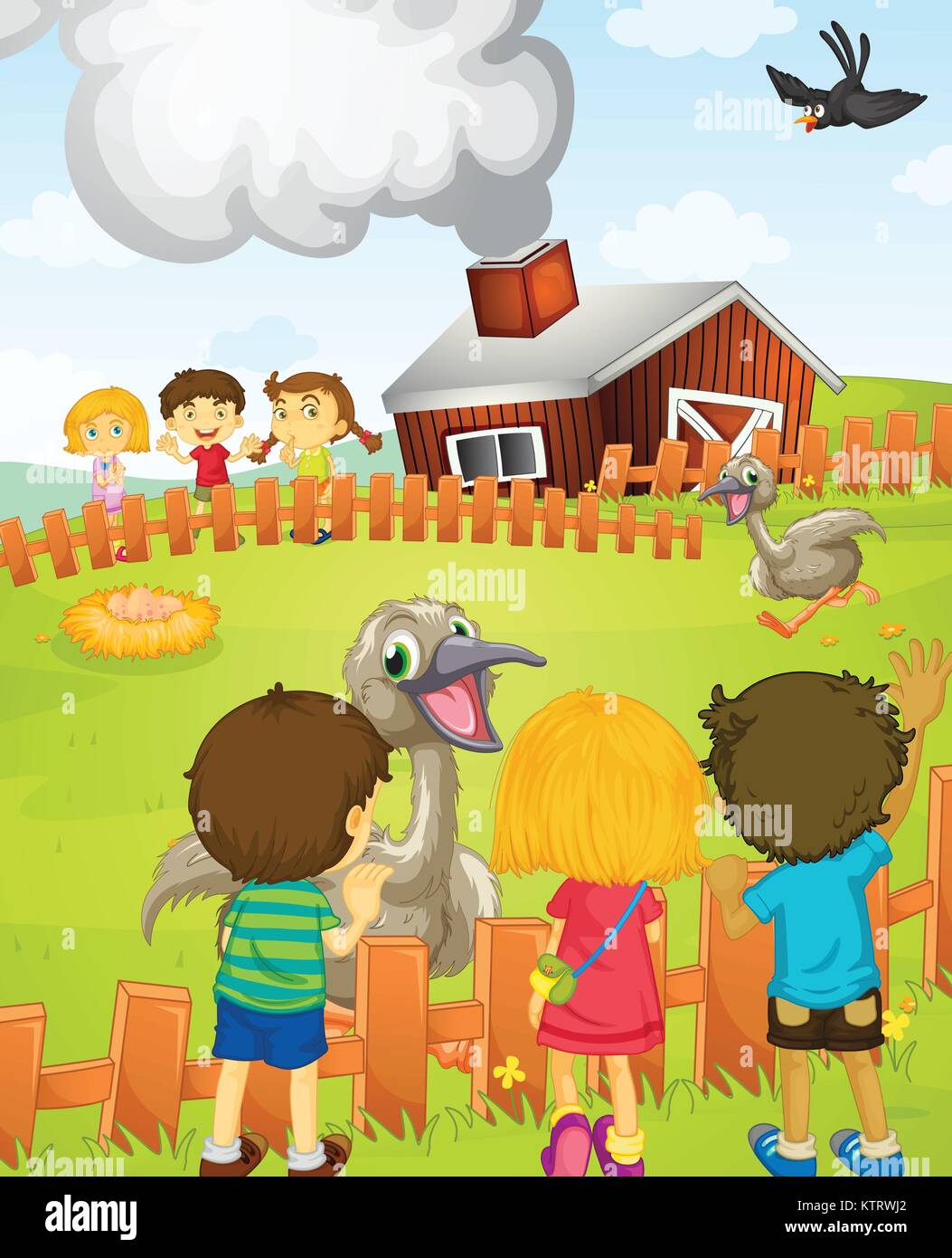 Illustration of kids at the farm Stock Vector Image & Art - Alamy