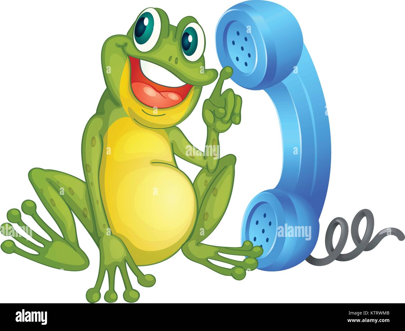 illustration of a frog with phone receiver on a white Stock Vector ...