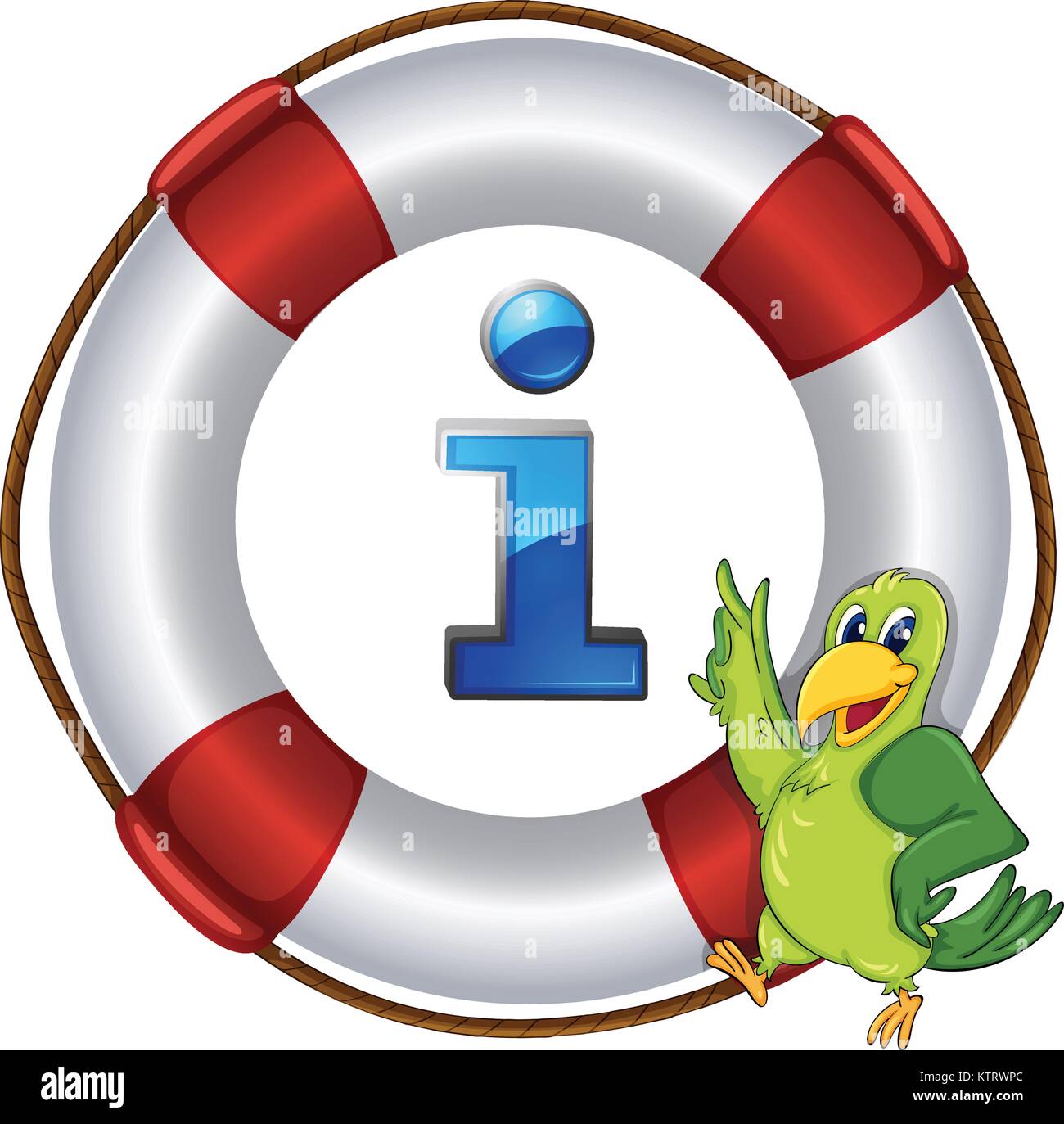 Illustration of parrot on white with information sign Stock Vector ...