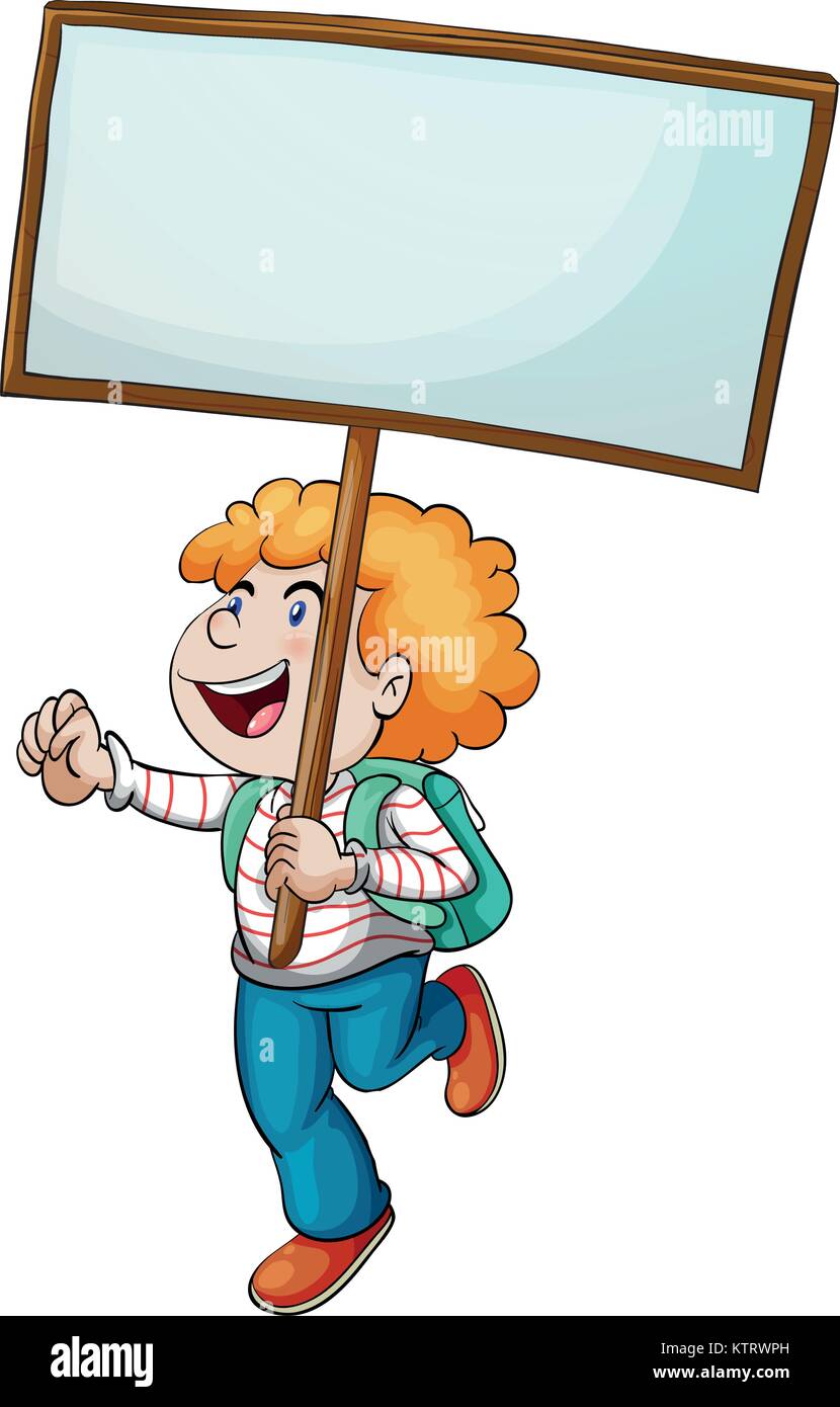 Illustration of a boy and a sign Stock Vector Image & Art - Alamy