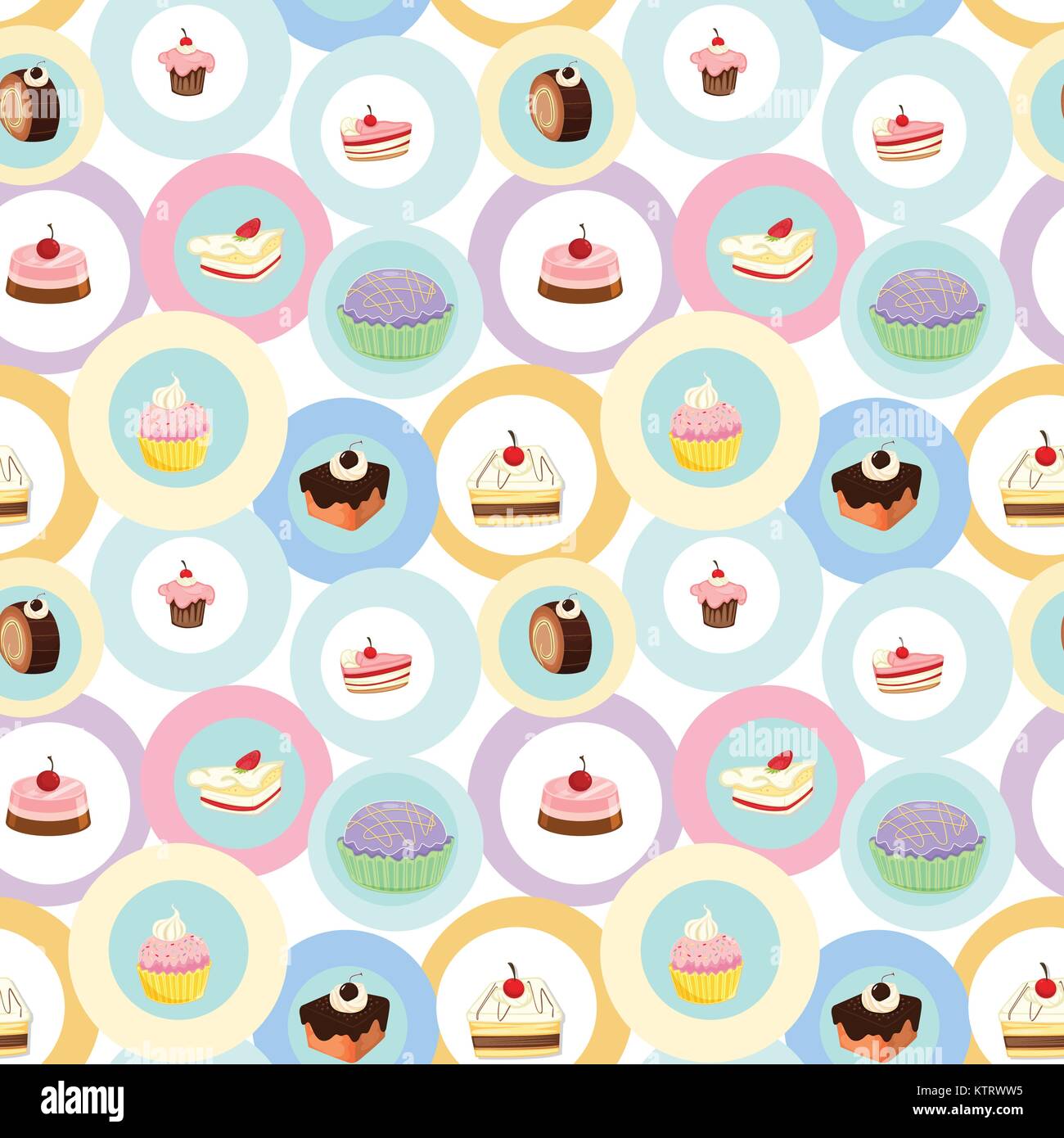 illustration of various cakes on a white background Stock Vector Image ...