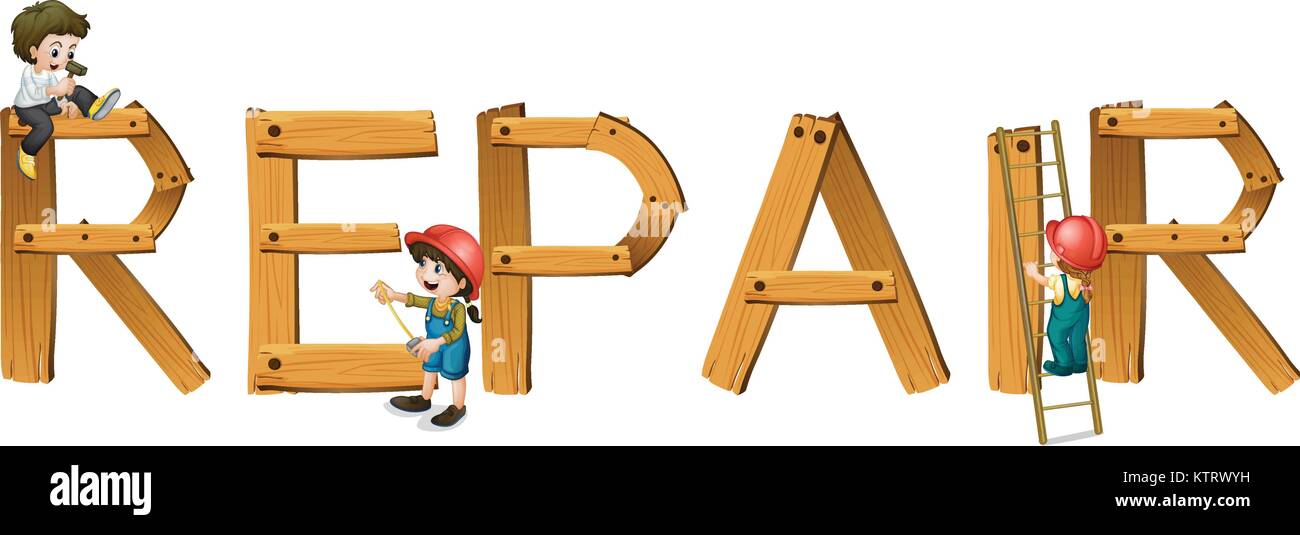 illustration of english word repair on a white background Stock Vector ...