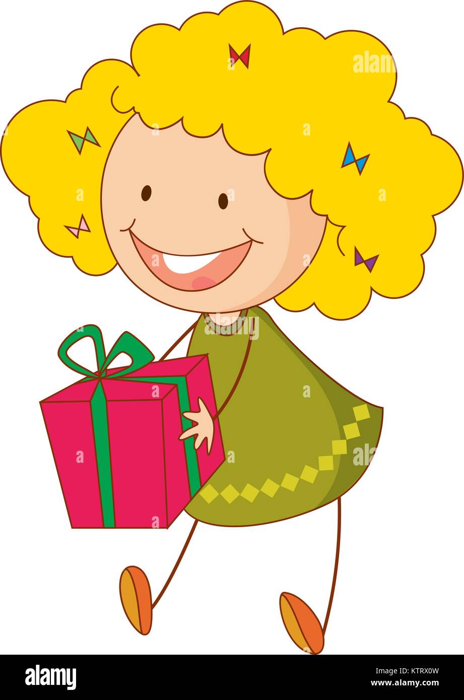 Illustration of girl with a gift Stock Vector Image & Art - Alamy
