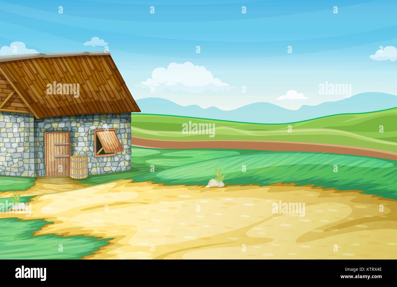 Country barn in an empty farm scene Stock Vector Image & Art - Alamy