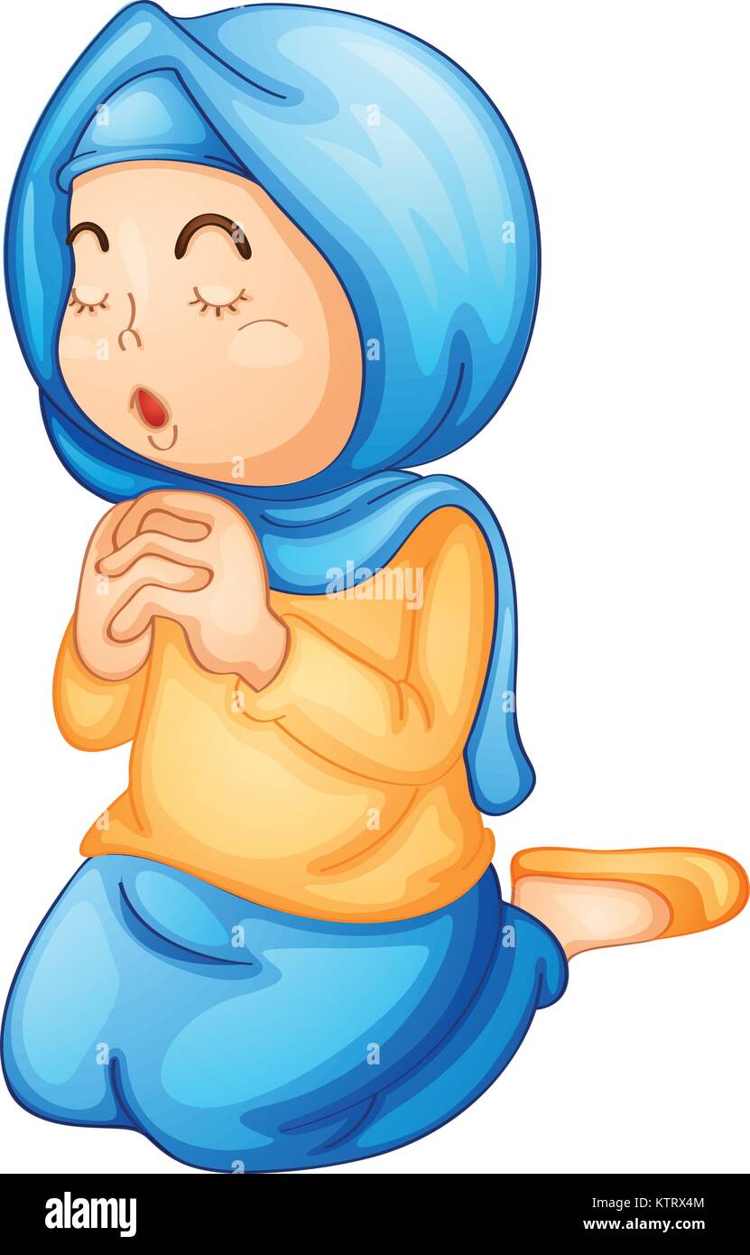 illustration of a muslim girl praying Stock Vector Image & Art - Alamy
