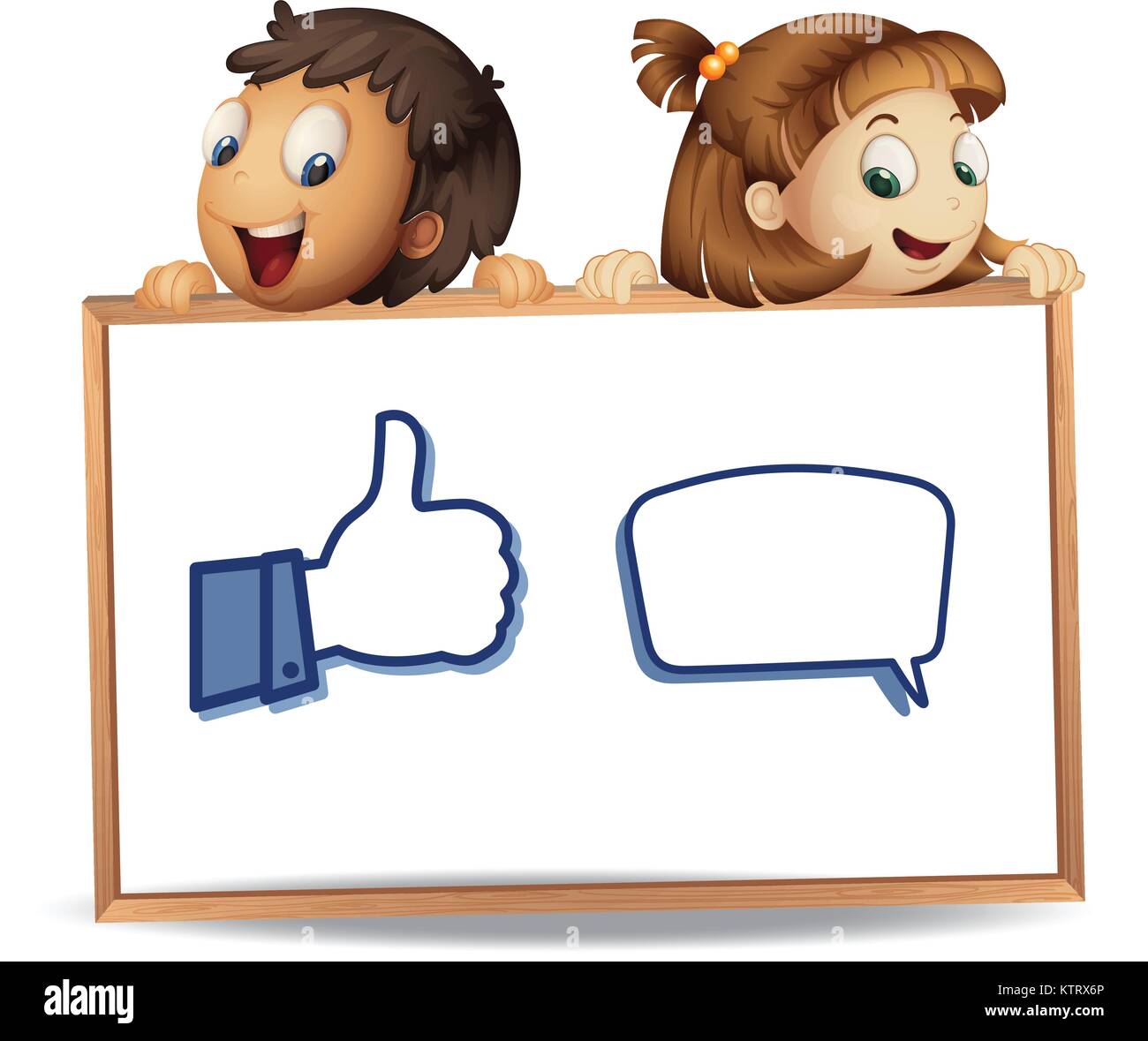 illustration of kids with thumb and call out on white Stock Vector ...
