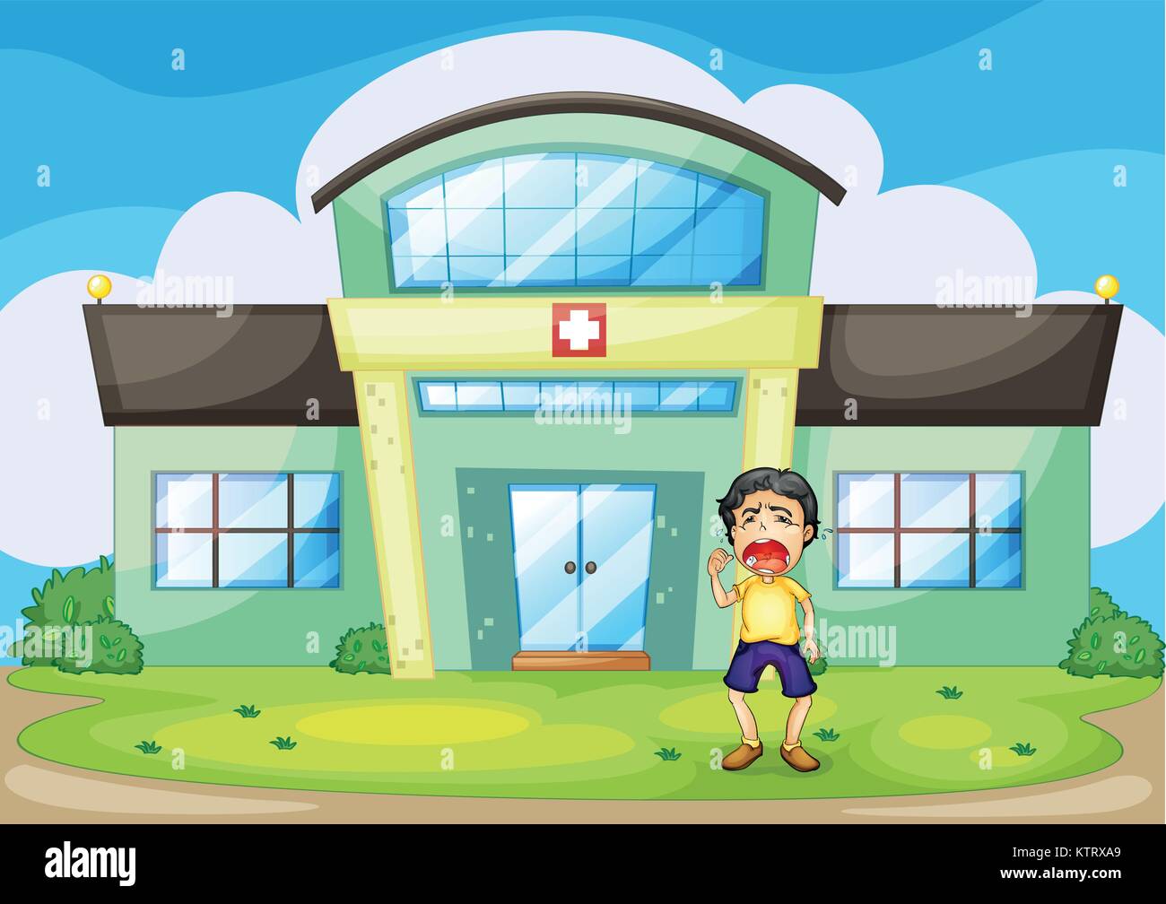 Illustration of a boy crying at hospital Stock Vector Image & Art - Alamy