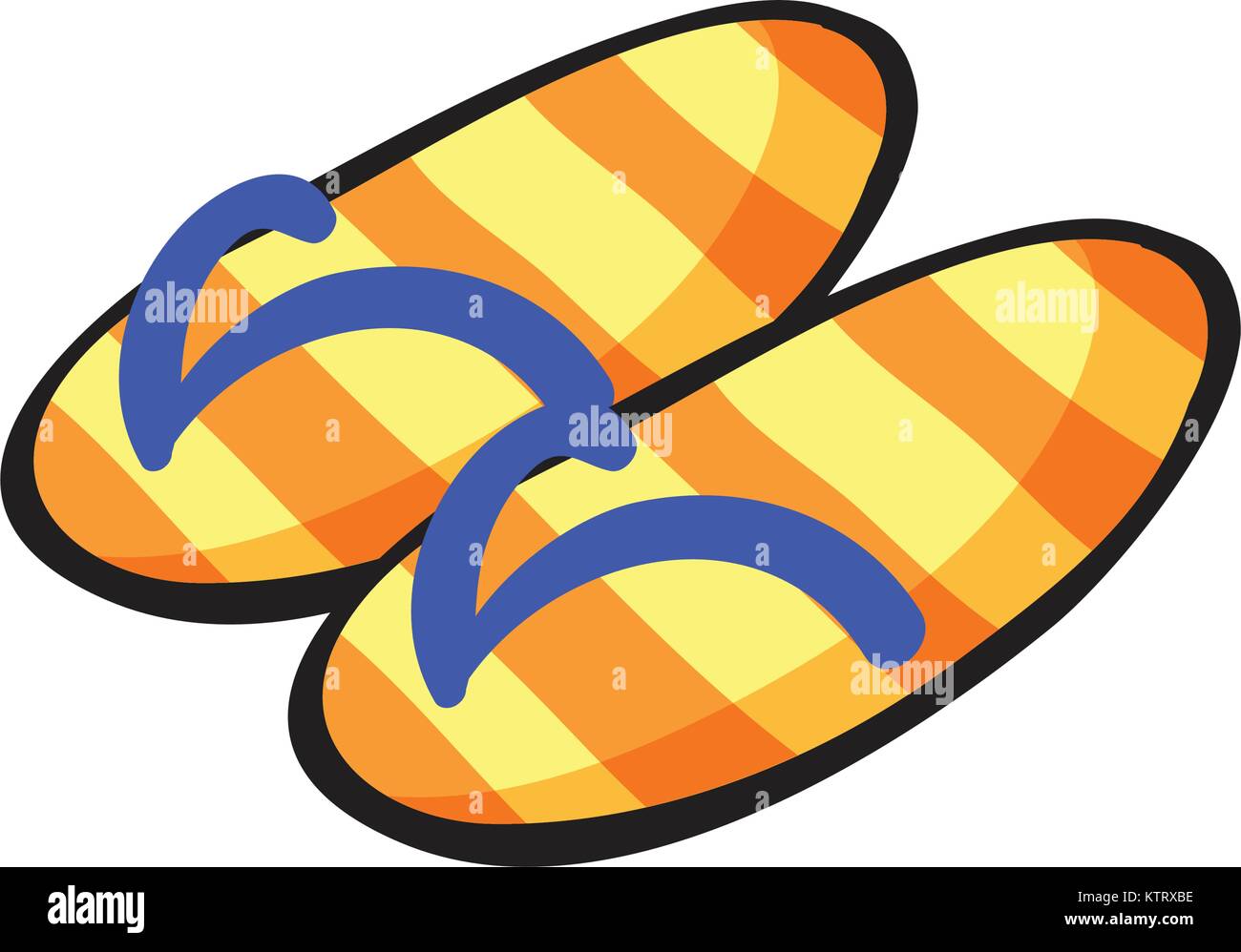 illustration of yellow stiped slippers on a white background Stock ...