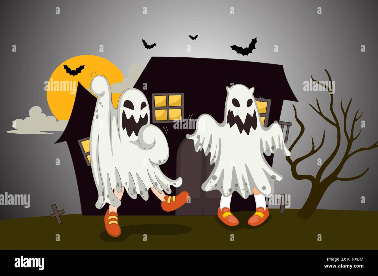 illustration of ghosts in the dark night Stock Vector Image & Art - Alamy