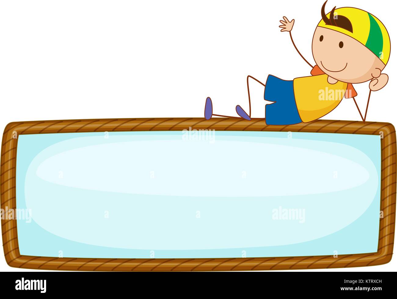 Illustration of boy on top of sign Stock Vector Image & Art - Alamy