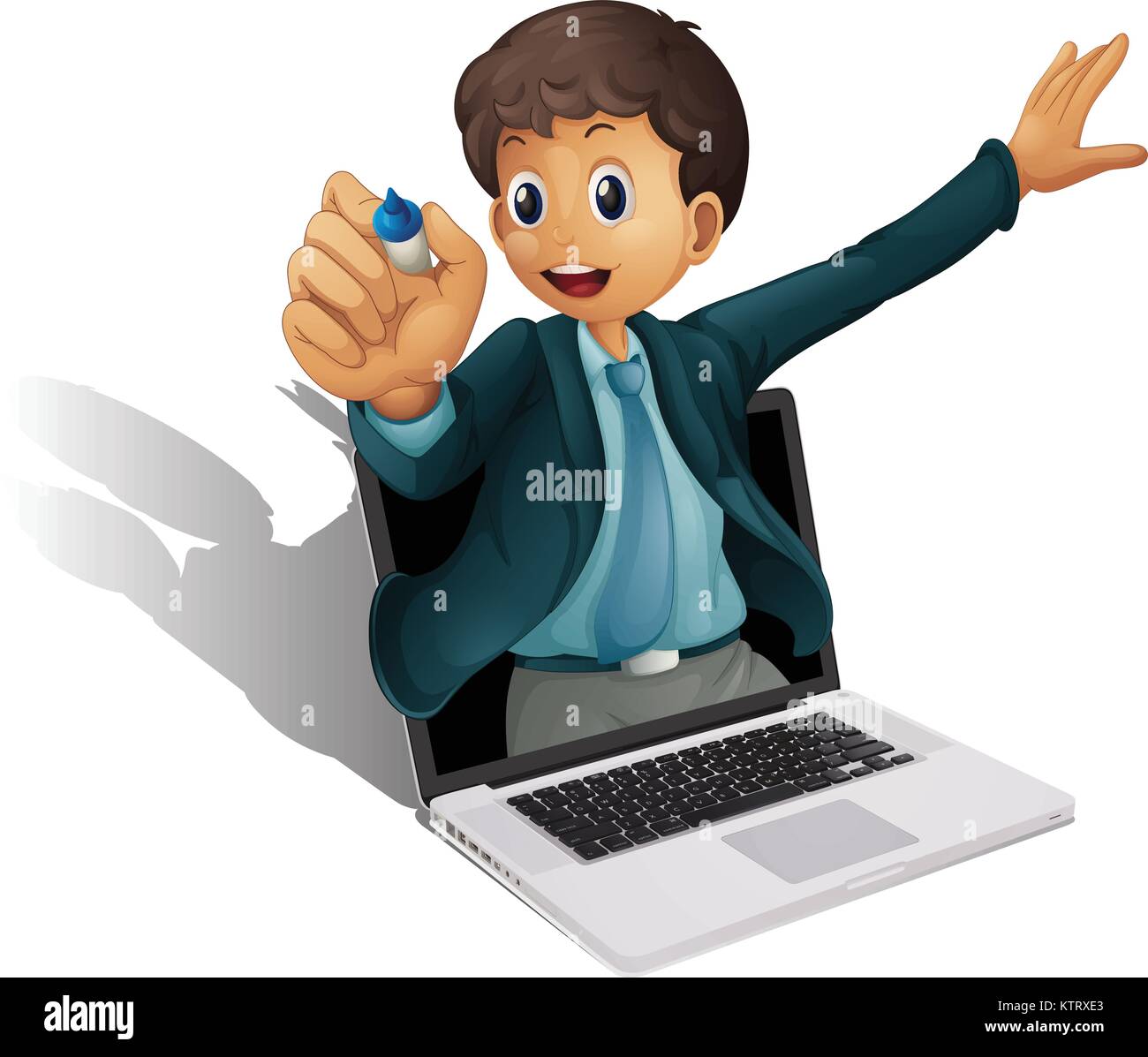 Business man coming out of a computer screen Stock Vector Image & Art ...