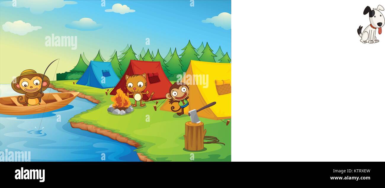 Illustration of camping animal characters Stock Vector Image & Art - Alamy