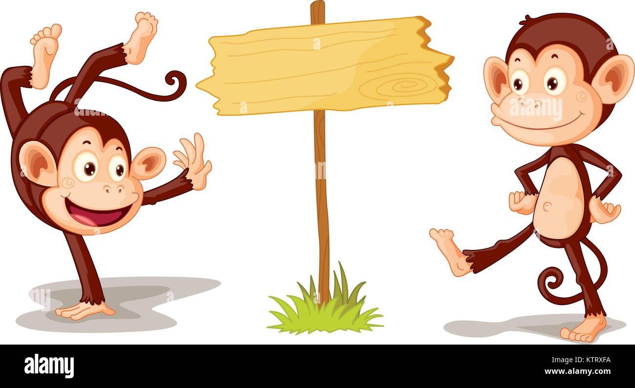 Two monkeys with sign illustration Stock Vector Image & Art - Alamy