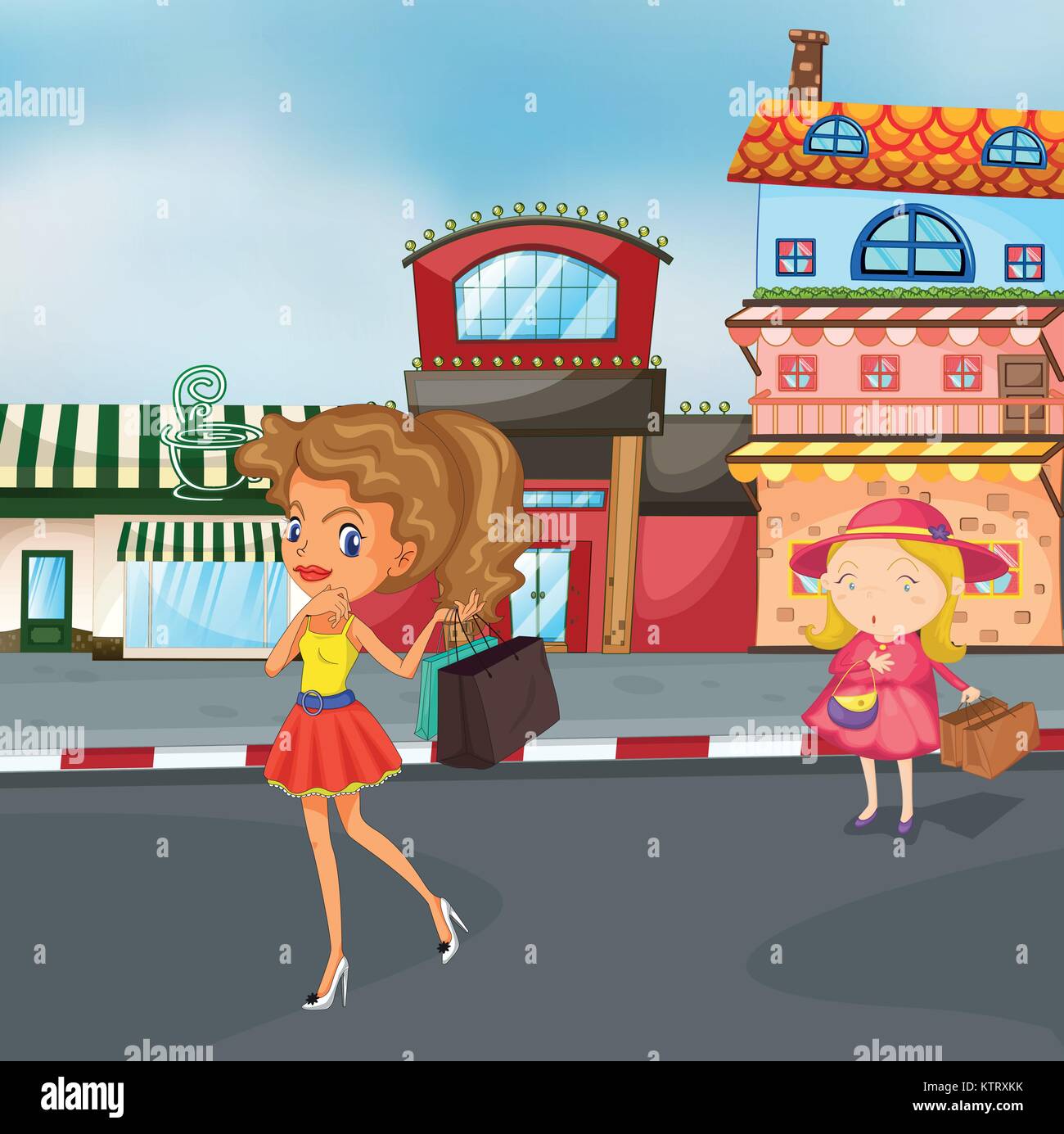 illustration of girls on the road Stock Vector Image & Art - Alamy