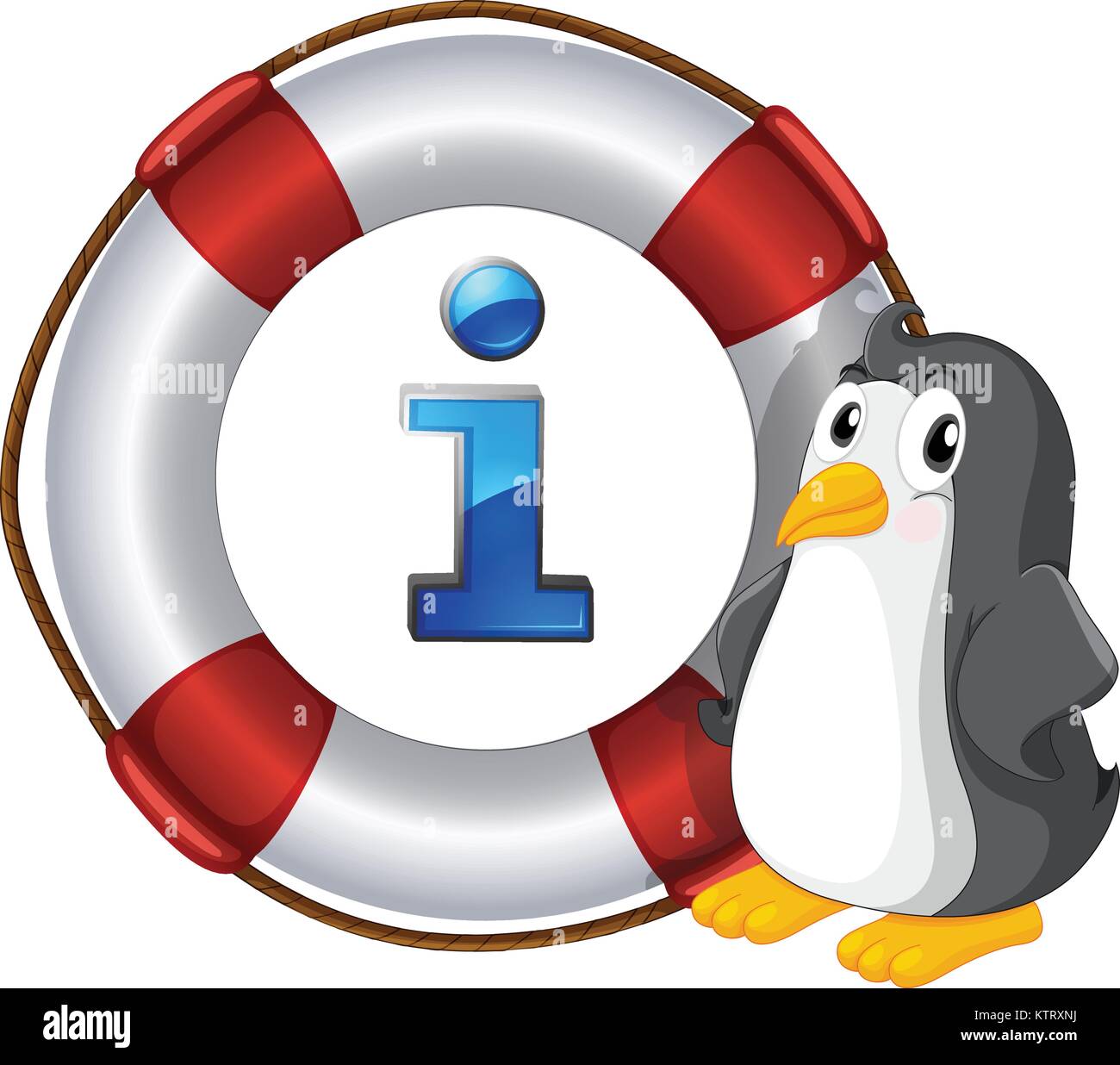 Illustration of a cartoon character and an information icon Stock ...